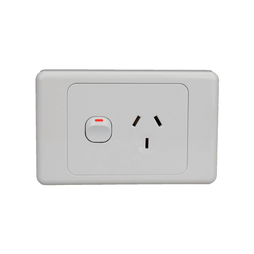 Horizontal Powerpoint – 1 Gang + Socket – 10A (10 Pieces) - TechBasha